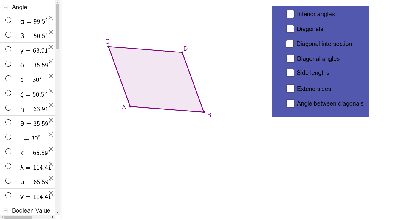 Parallelogram Investigations – GeoGebra