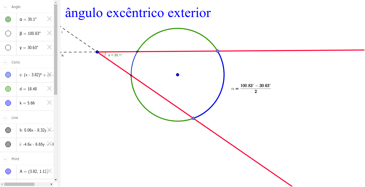 ângulo excêntrico exterior – GeoGebra