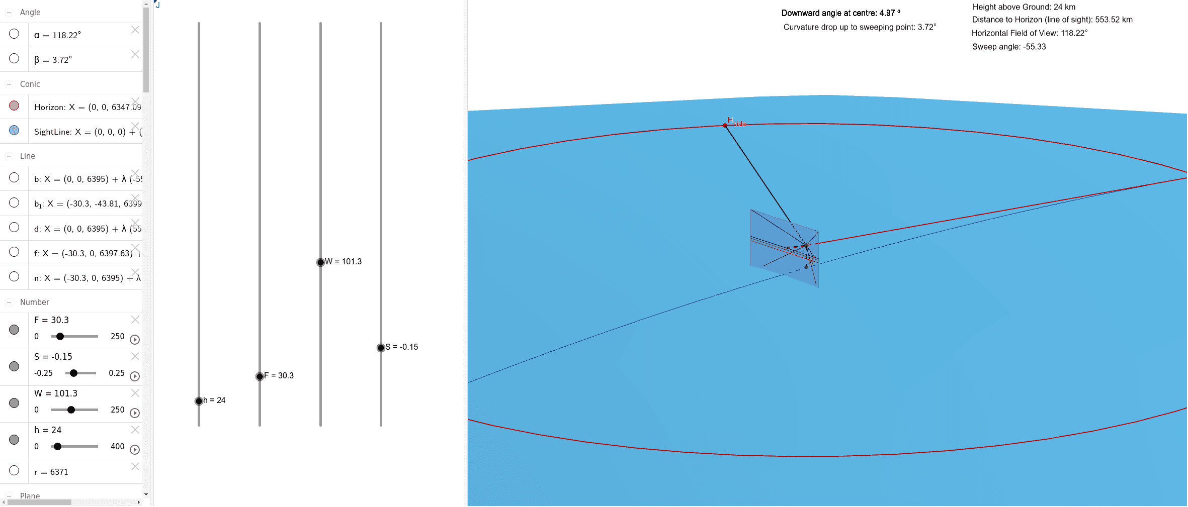 Horizon Curvature Simulator V1.0 – GeoGebra