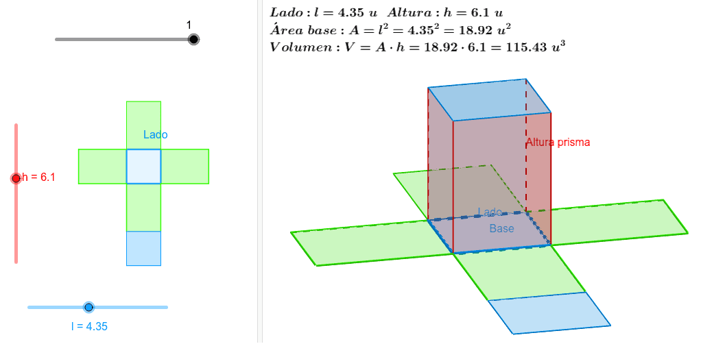 Prisma recto de base cuadrada – GeoGebra