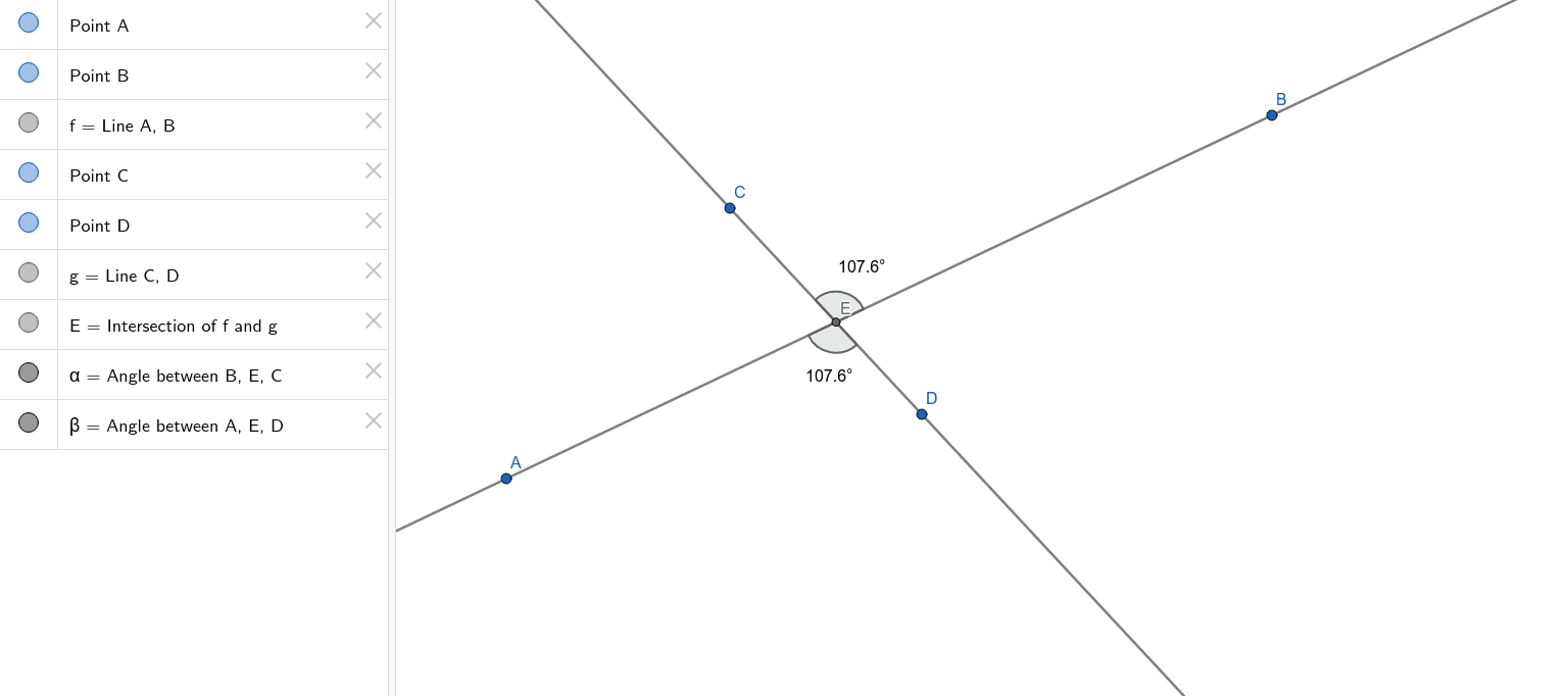 Vertical Angles Theorem – GeoGebra