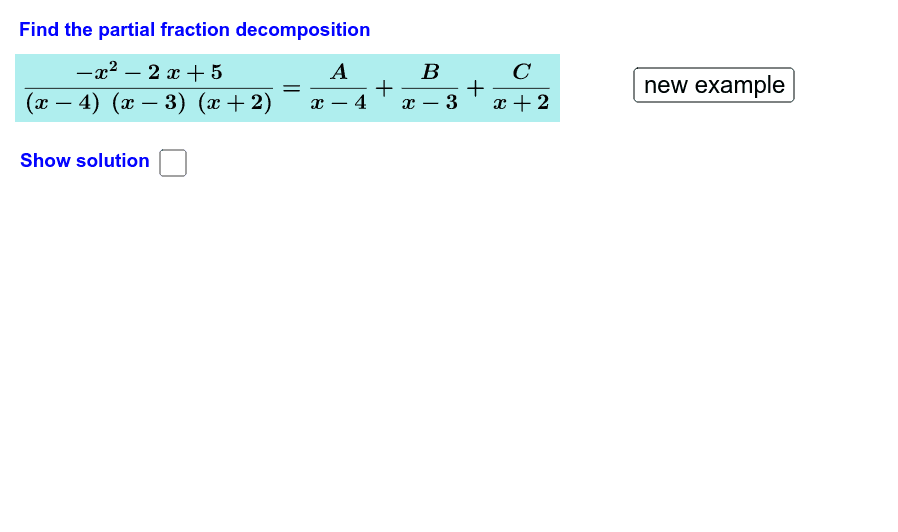 Partial fractions - 3 distinct linear factors – GeoGebra