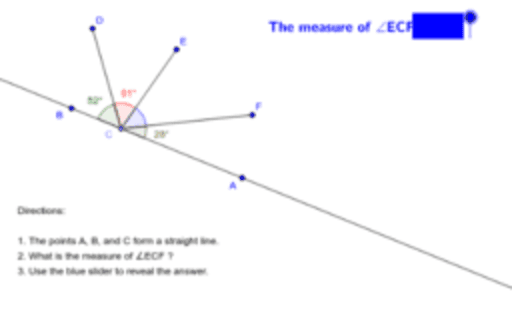 Angles on one side of a line - parts of a straight angle – GeoGebra