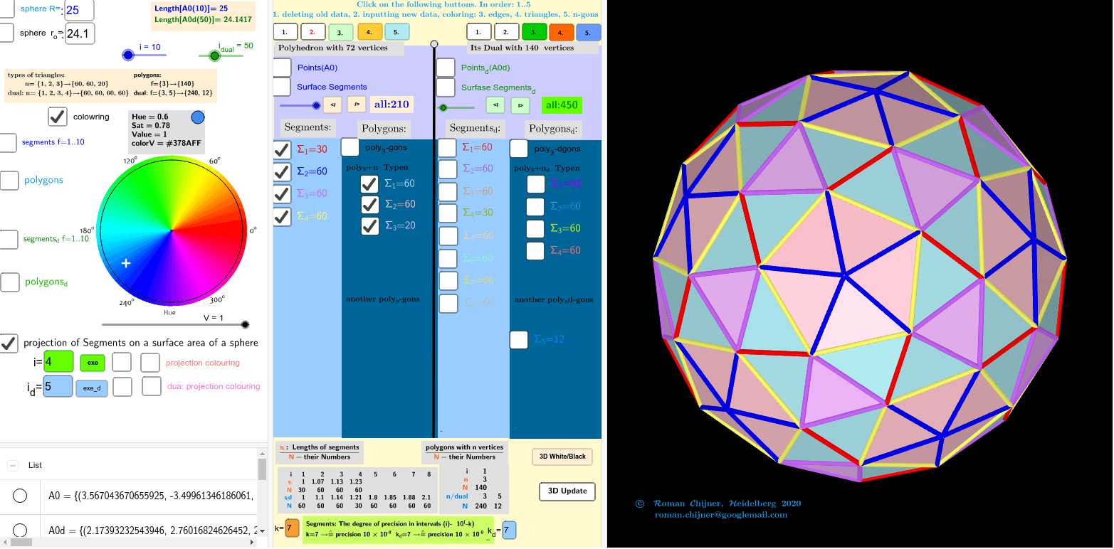 Biscribed Pentakis Snub Dodecahedron (V=72) and its dual image ...