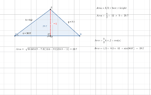Area of a Triangle SAS – GeoGebra