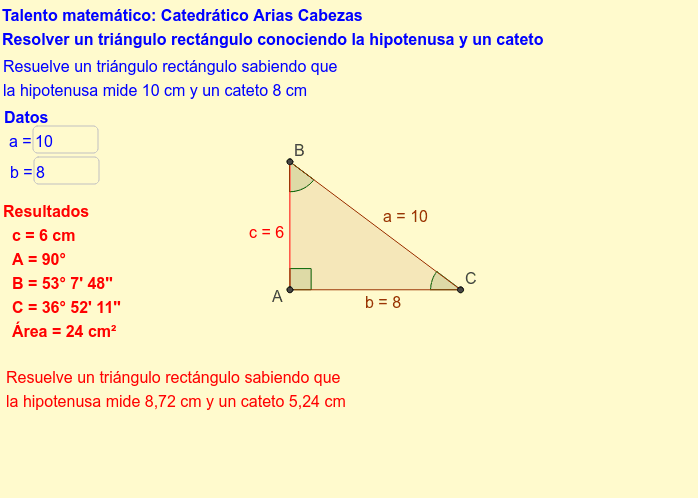 Resolver Un Triángulo Rectángulo Conociendo La Hipotenusa Y Un Cateto