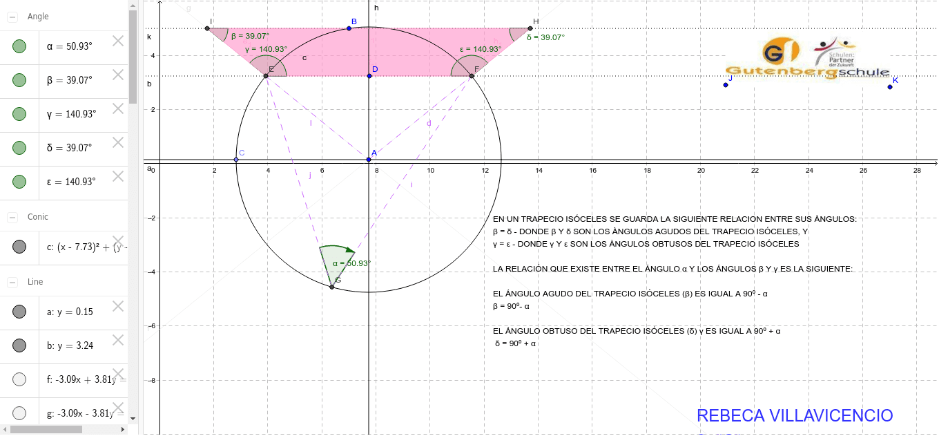 Angulo interior de circunferencia y trapecio – GeoGebra