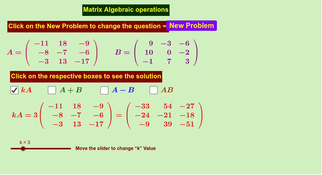Matrices Basic operations – GeoGebra
