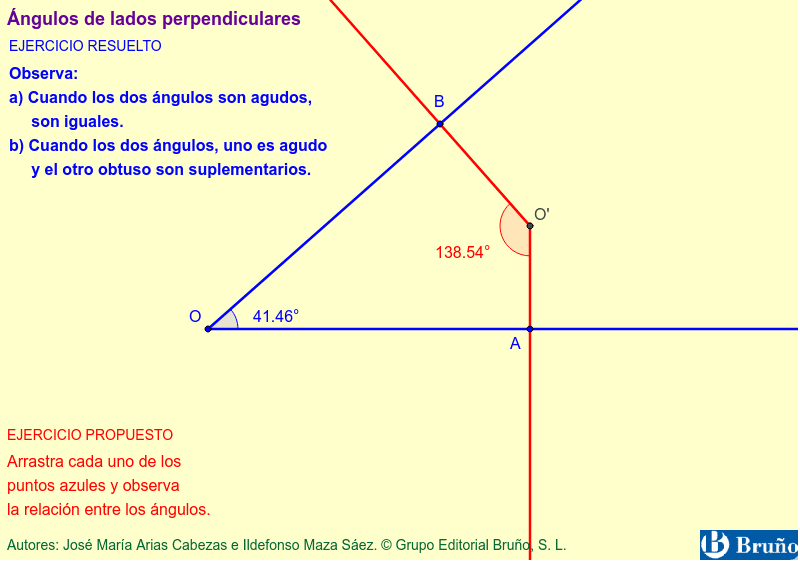 Ángulos de lados perpendiculares – GeoGebra