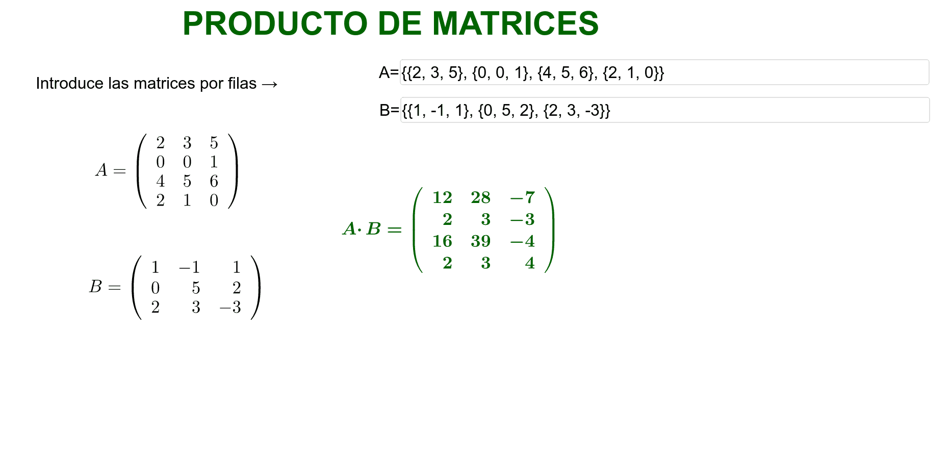 producto de matrices – GeoGebra