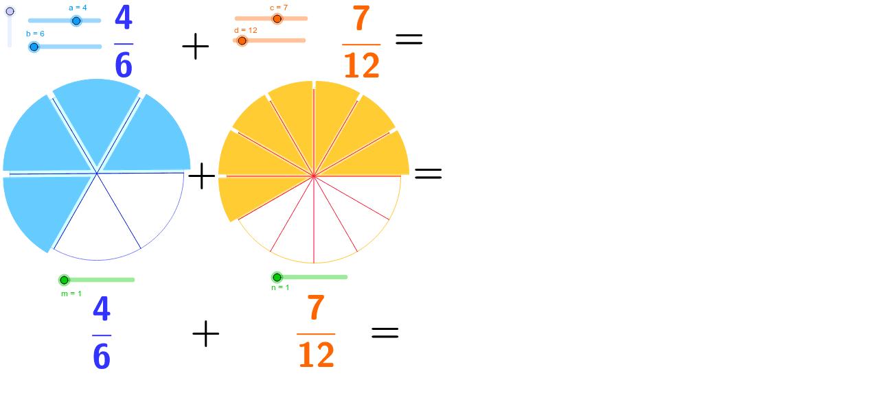 Sumando fracciones. Adding fractions. – GeoGebra