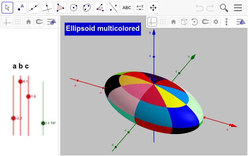 Ellipsoid multicolored – GeoGebra