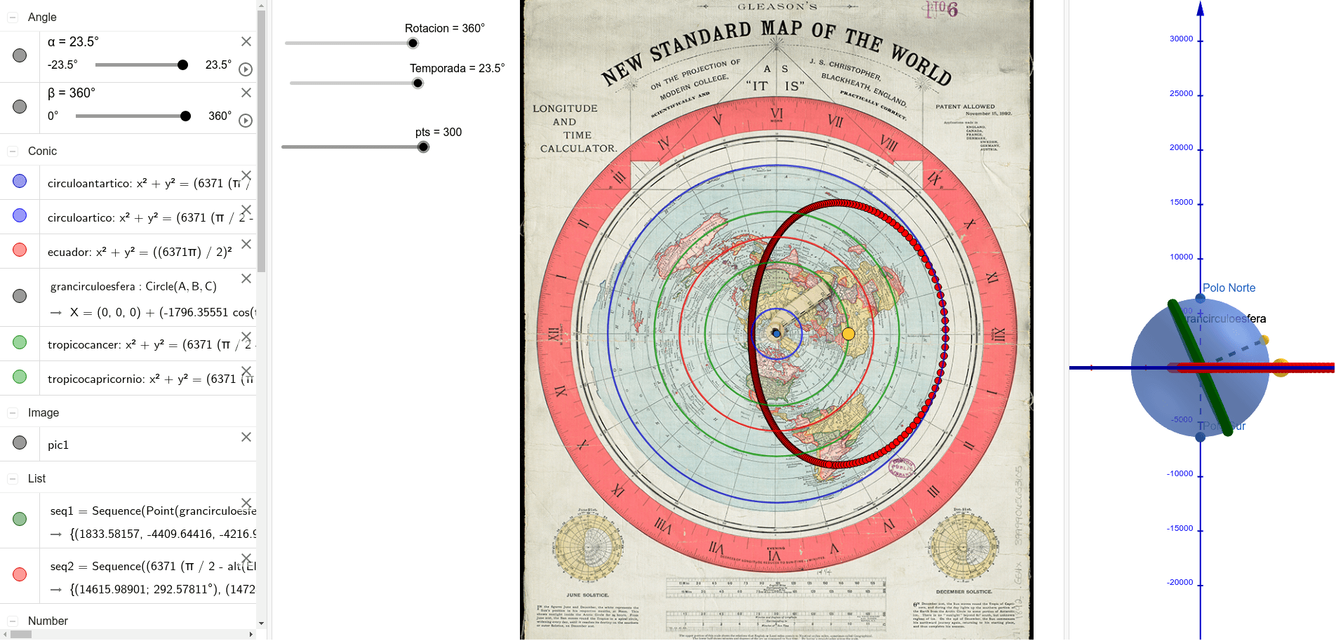 Mapa Gleason : Proyección Día-Noche Globo – GeoGebra