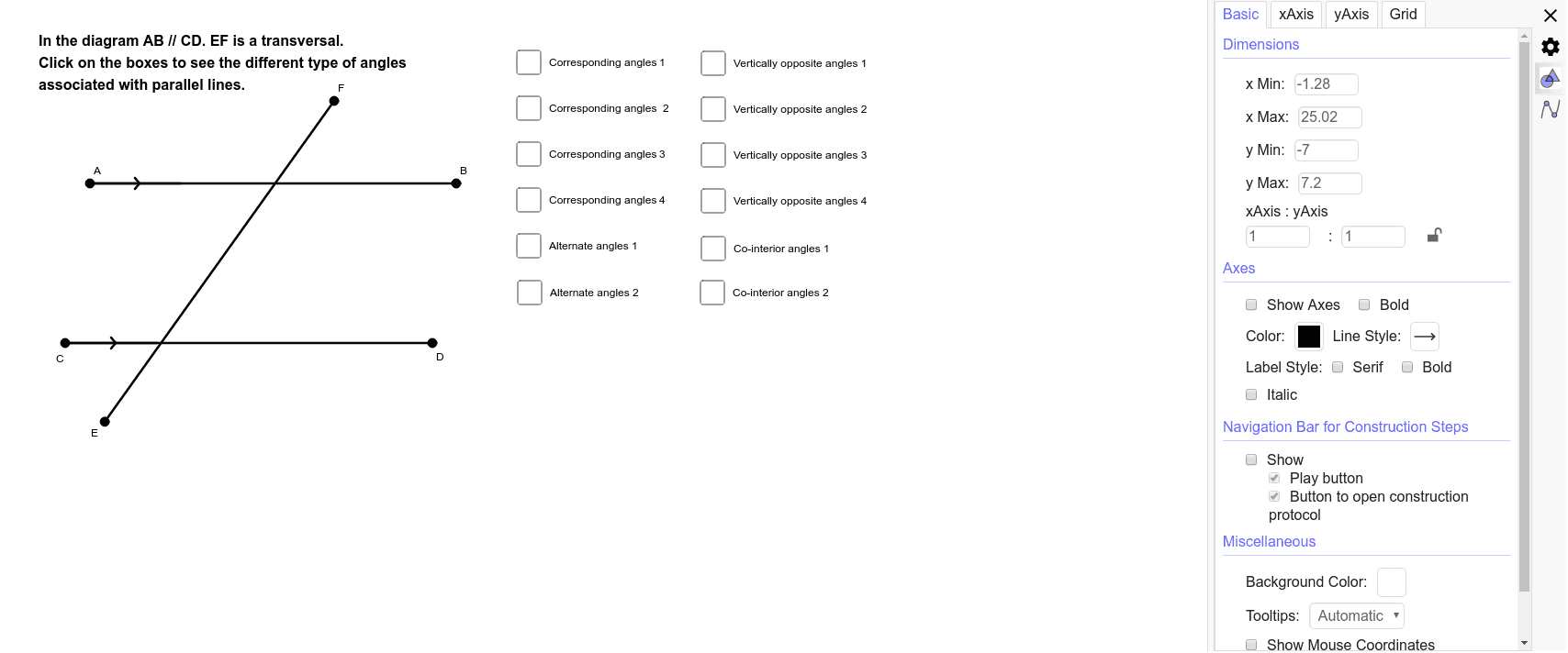 Parallel lines angles – GeoGebra