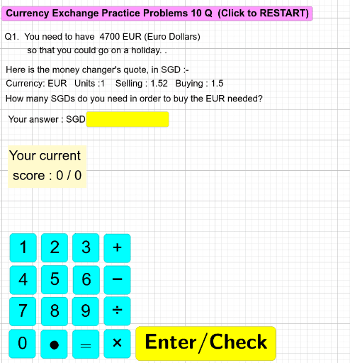 Currency Exchange/Conversion Practice – GeoGebra