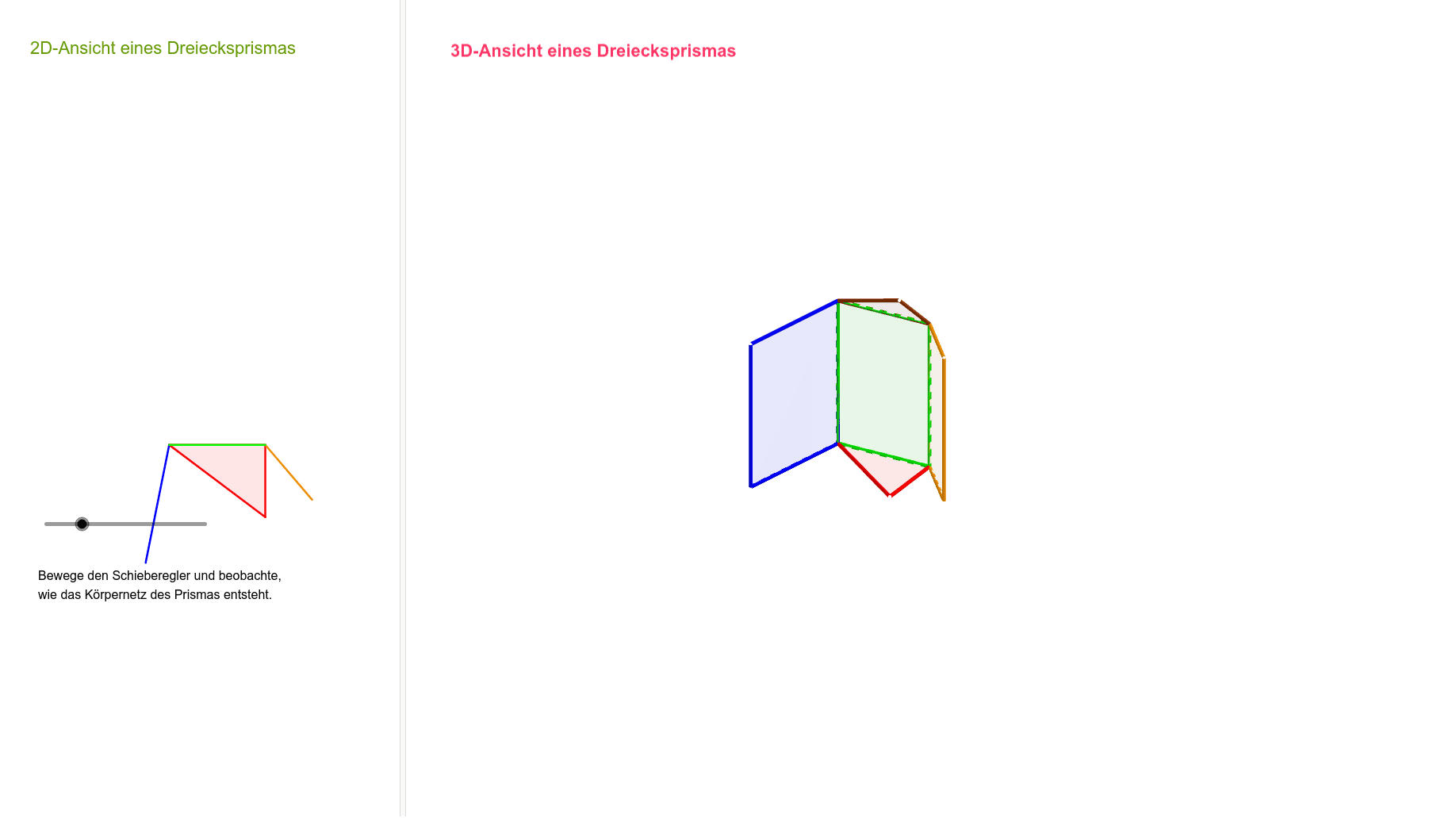 Aufklappen Dreiecksprisma – GeoGebra
