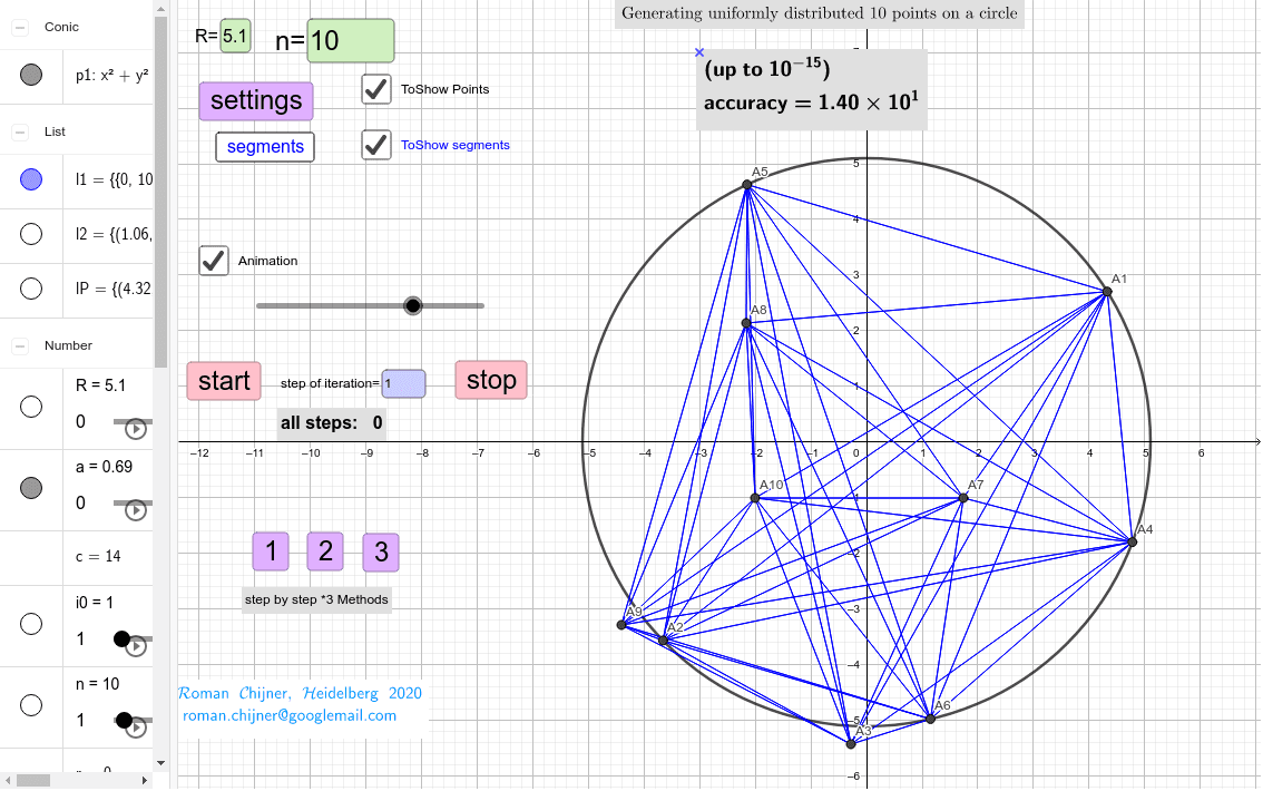 Generating an extreme arrangements of points on a circle – GeoGebra