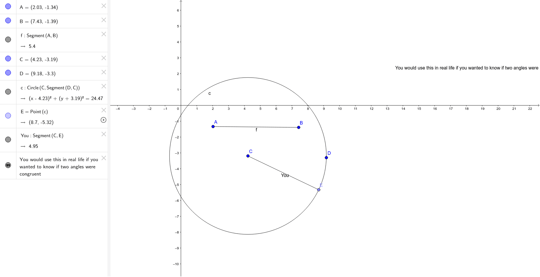 Copying a line segment – GeoGebra