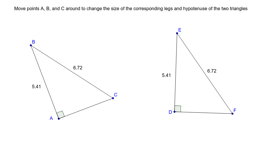 Hypotenuse Leg Congruence Investigation – GeoGebra