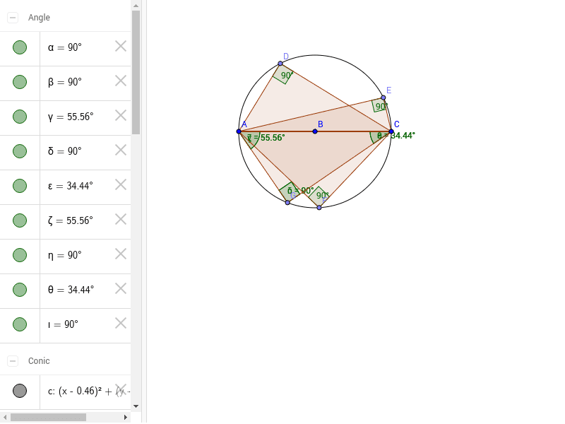 Angle subtended by a diameter – GeoGebra