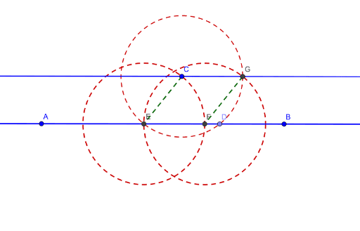 Construct Parallel Lines (Rhombus Method) – GeoGebra