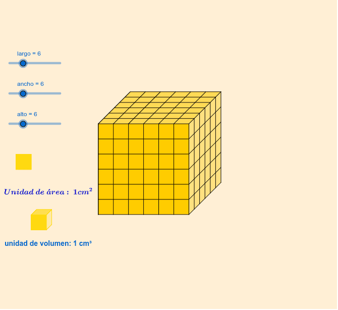 Cubo para visualizar área y volumen – GeoGebra