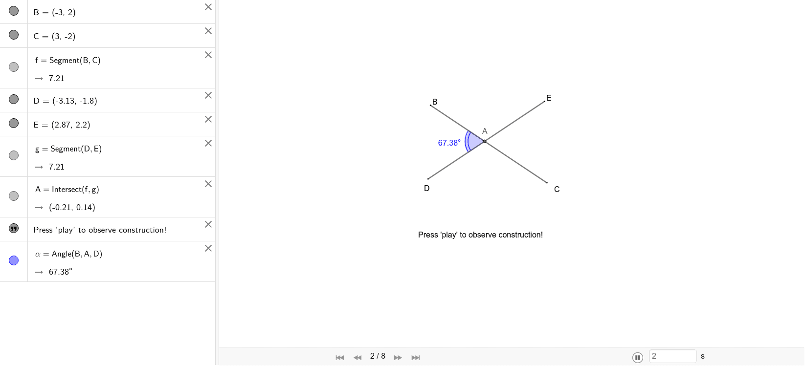 Construction 3 of Vertically Opposite Angles – GeoGebra