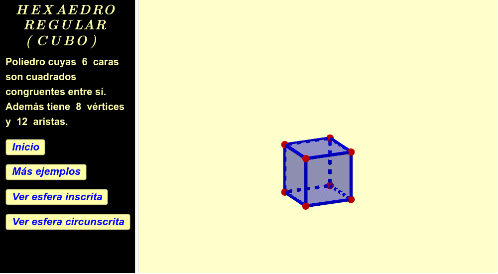 Hexaedro regular ( cubo ) - esferas inscrita y circunscrita. – GeoGebra