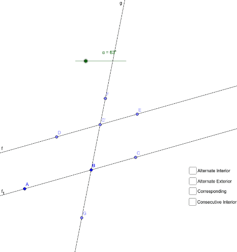 Parallel Lines cut by a Transversal – GeoGebra