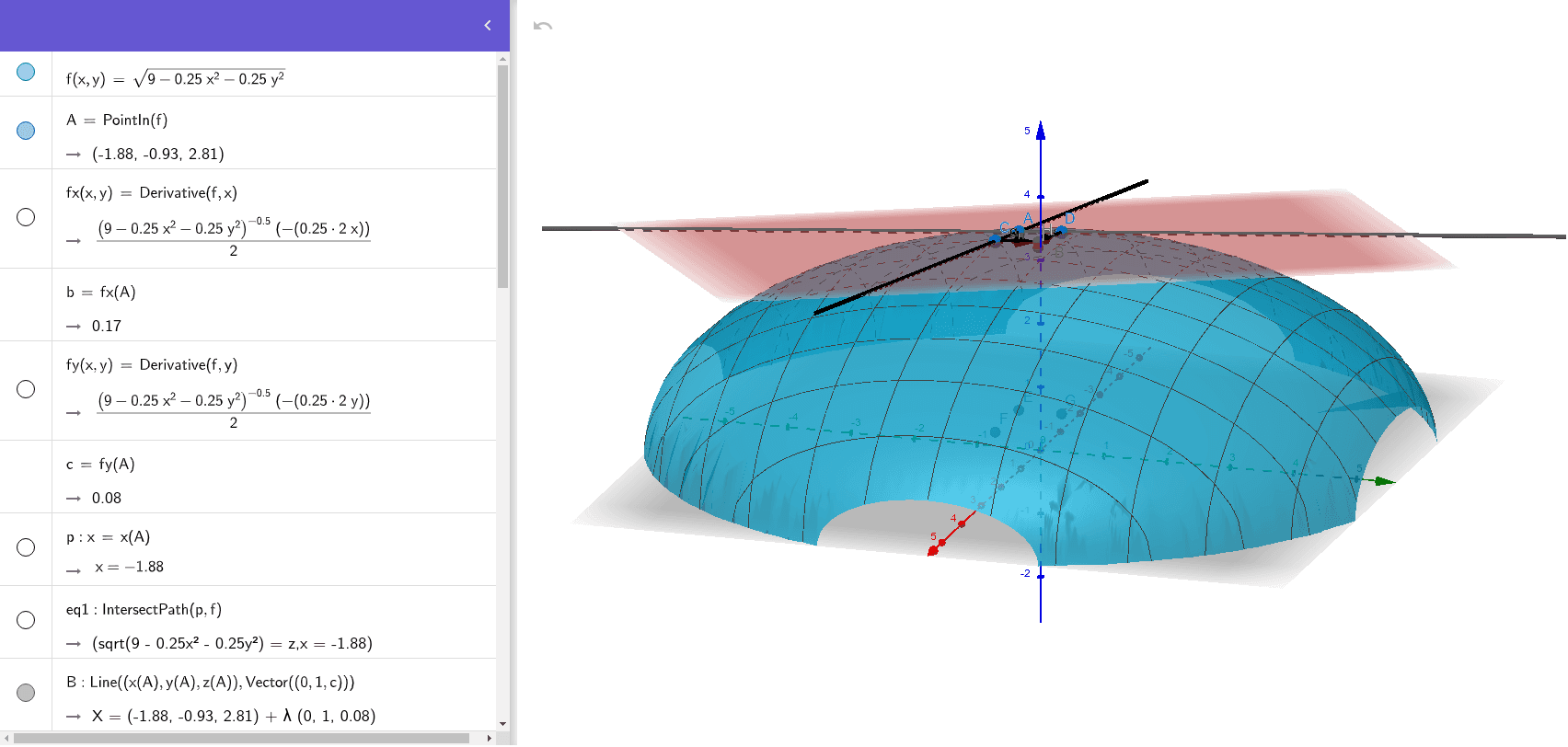 Tangent Plane & Differentials – GeoGebra