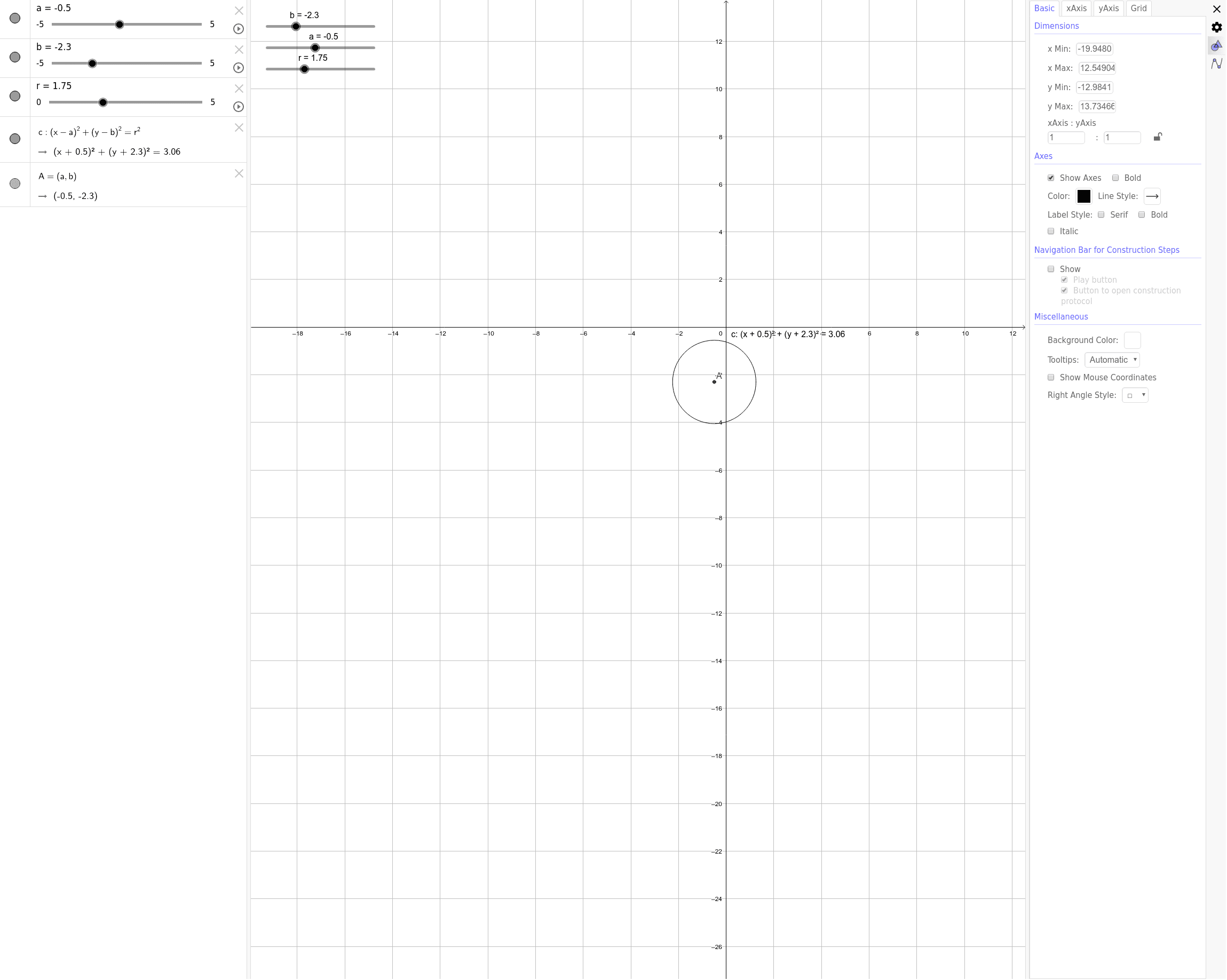 Graph Transformation -> Circles – GeoGebra