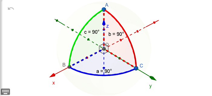 Cómo medir lados y ángulos de un triángulo esférico – GeoGebra