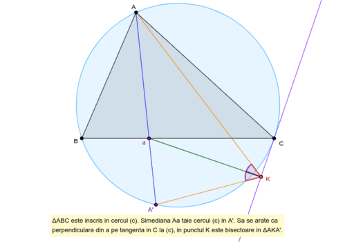Triunghi in cerc-simediana-perpend-bisectoare – GeoGebra