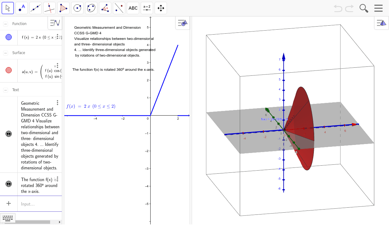 Rotation Of A Function 360º Around X Axis Geogebra