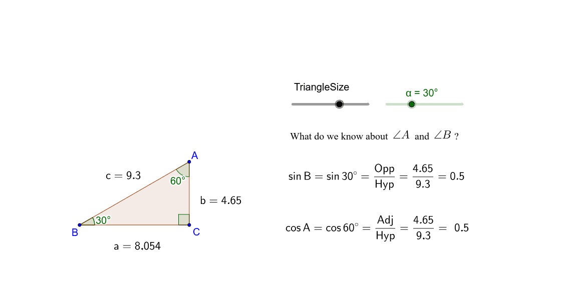 Complementary Sine and Cosine – GeoGebra