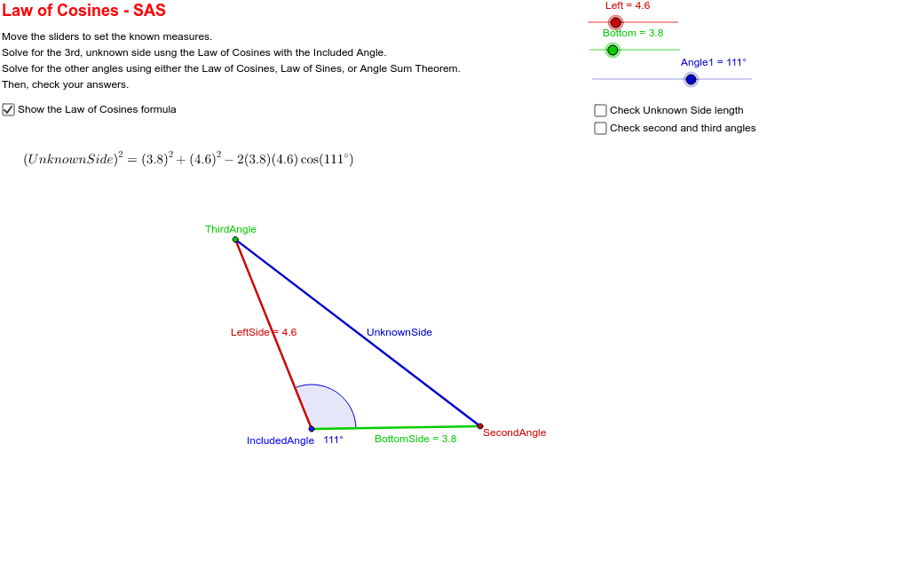 Explore Law of Cosines – GeoGebra