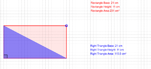 Area of Right Triangles vs. Area of Rectangles – GeoGebra