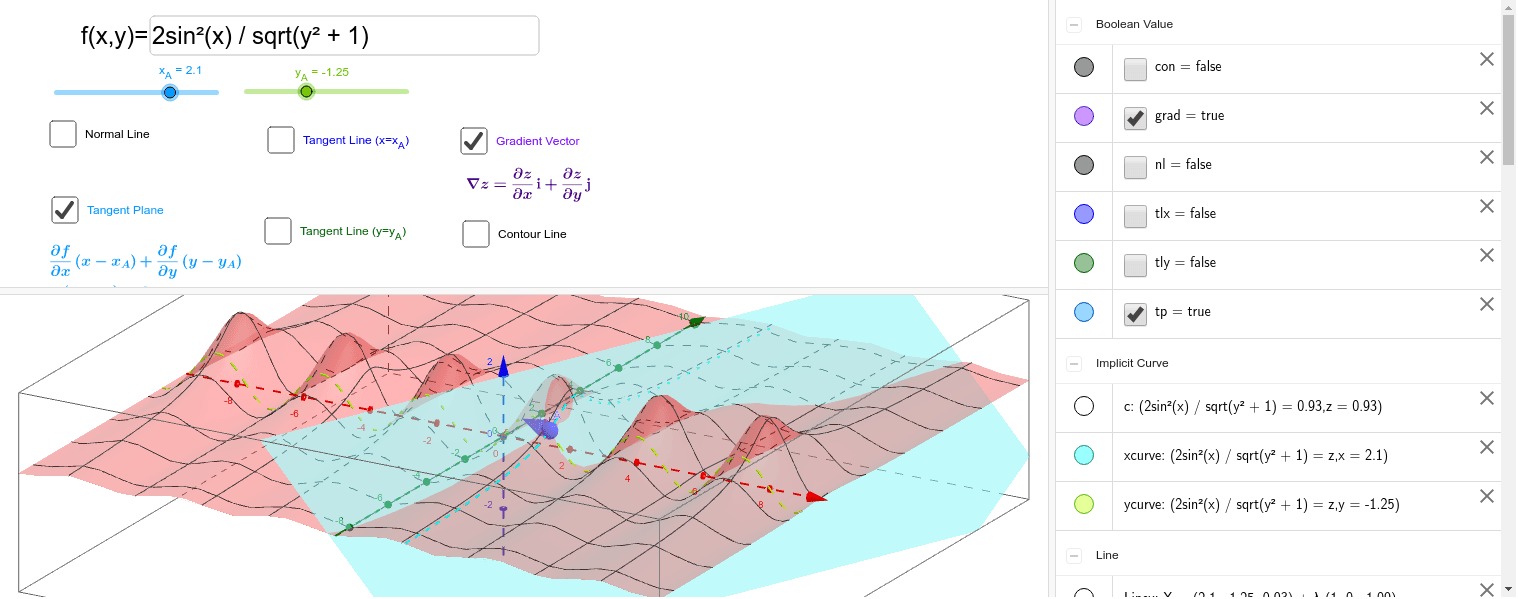 Multivariable calculus – GeoGebra