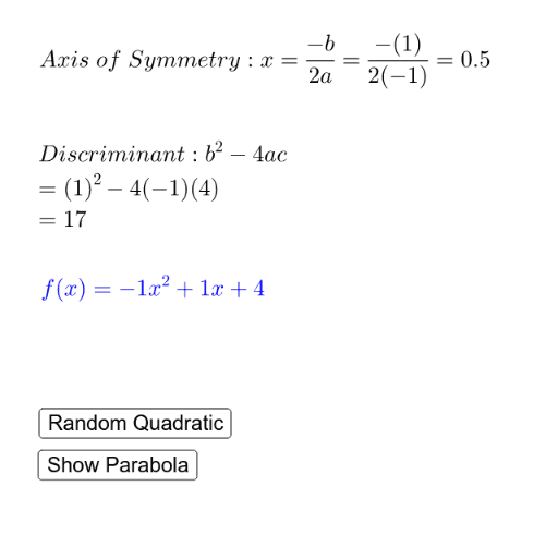The Discriminant and its Affects on Roots – GeoGebra