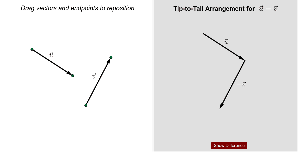 Vector Subtraction (Adding the Opposite Method) – GeoGebra