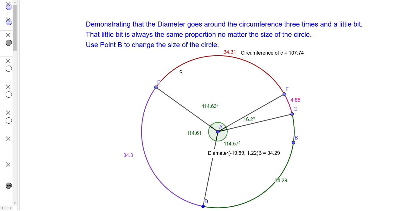 Demonstrating pi – GeoGebra