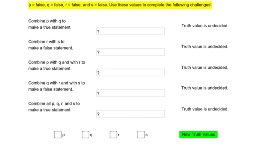 Exploring Truth Values for Compound Statements – GeoGebra