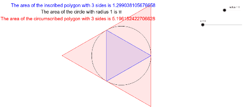 Deriving Pi using Area of Polygons – GeoGebra