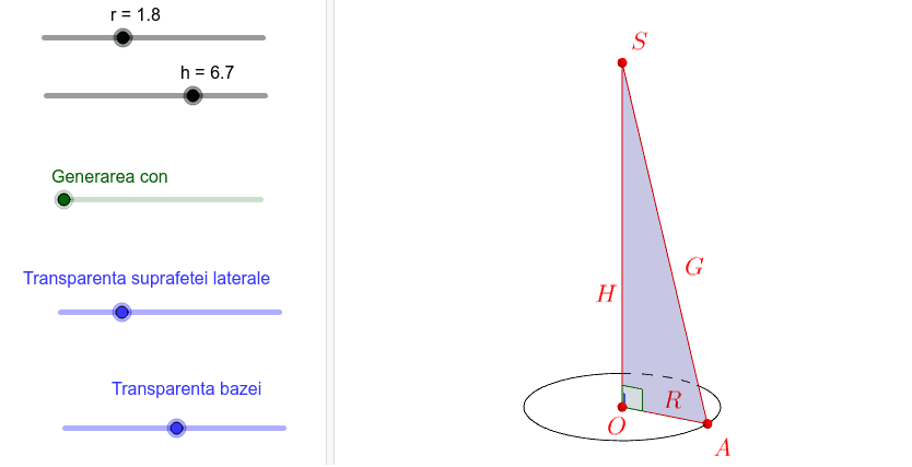Generarea conului – GeoGebra