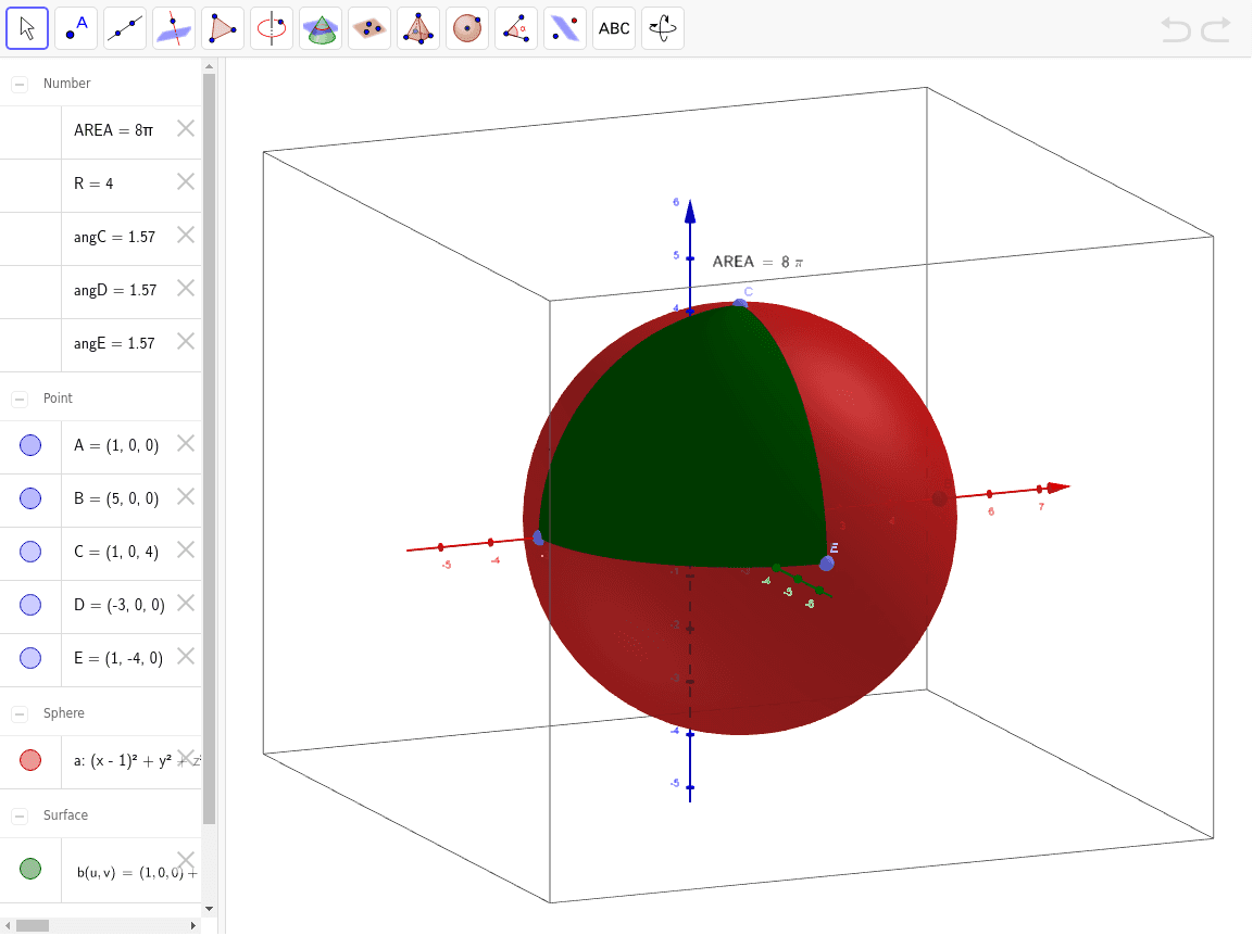 area de triángulo esférico – GeoGebra