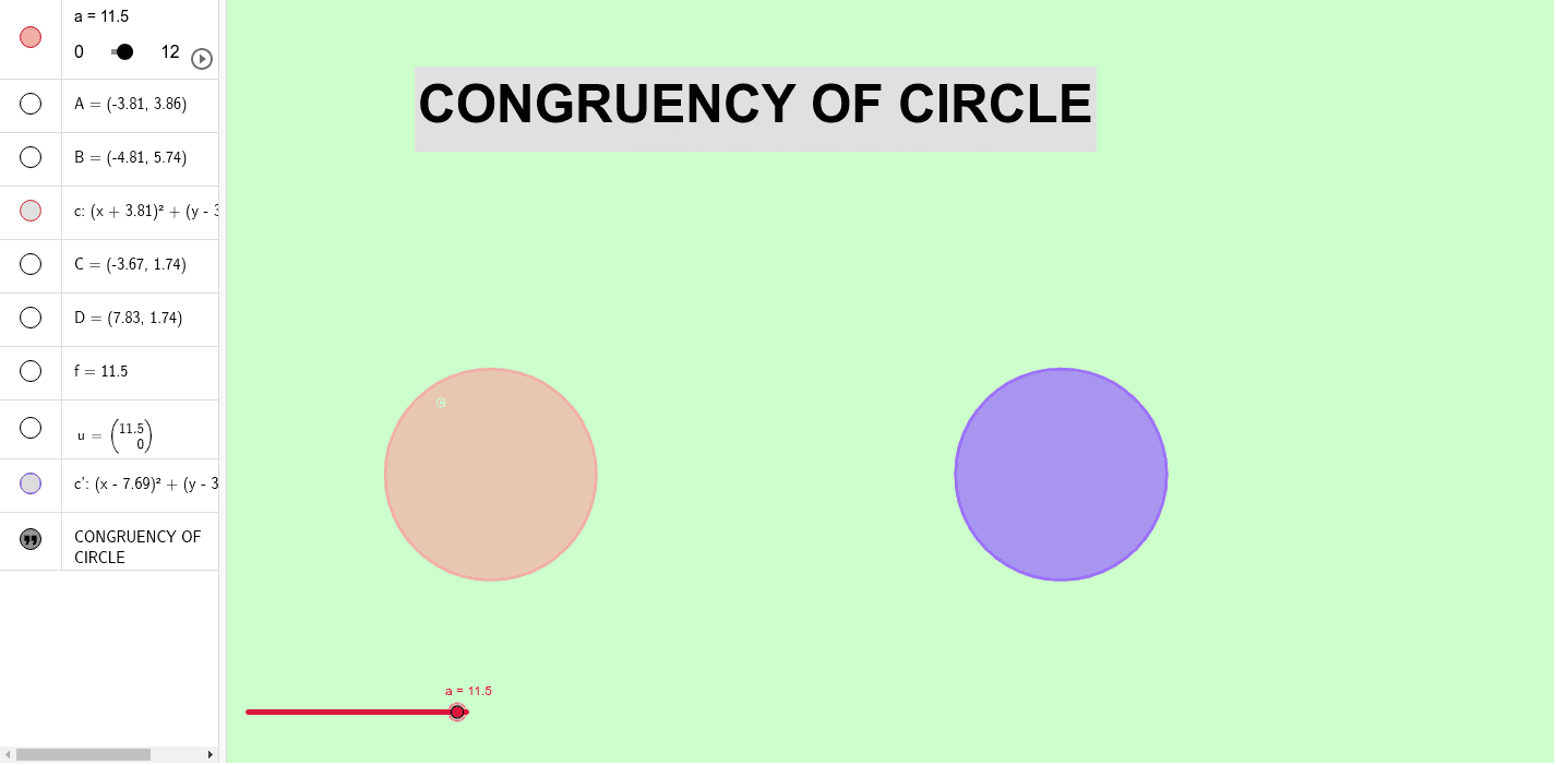 congruency of circle – GeoGebra