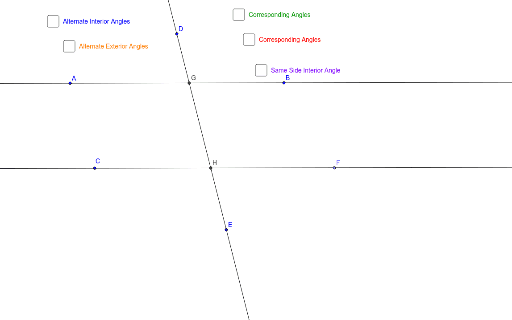 Angles Created by Two Parallel Lines Cut by a Transversal – GeoGebra
