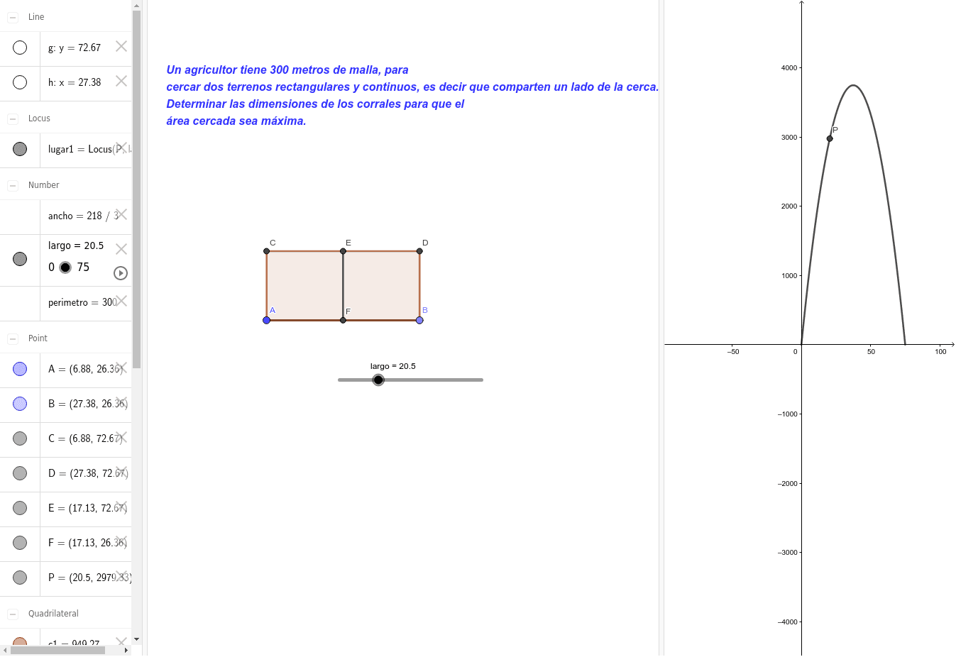 Terreno Rectángular – GeoGebra