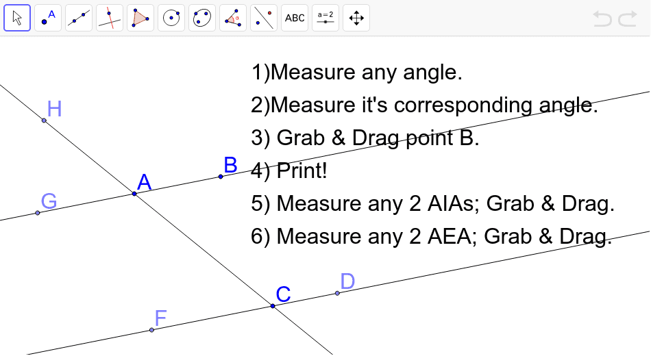 parallel lines conjectures – GeoGebra