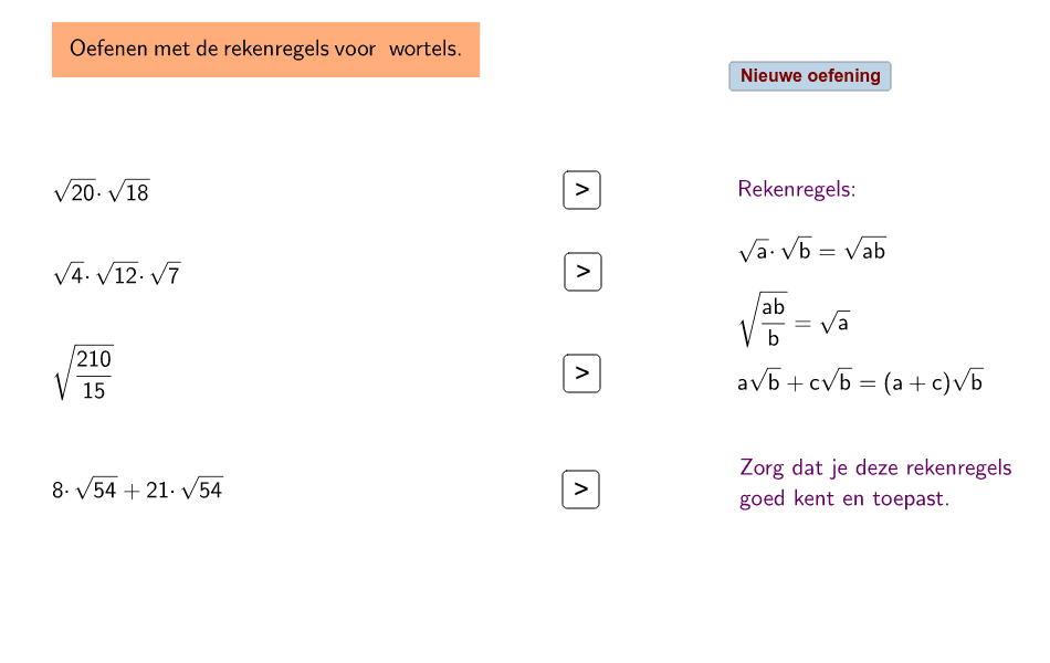 Rekenregels bij wortels – GeoGebra